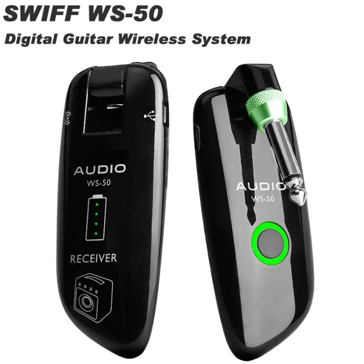 SWIFF WS-50 UHF Digital Guitar Wireless System Transmitter Receiver 50M Transmission Range Built ...