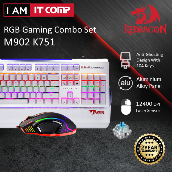 Redragon & E-Blue RGB Gaming Combo Set - M902 RGB Laser Gaming Mouse ...
