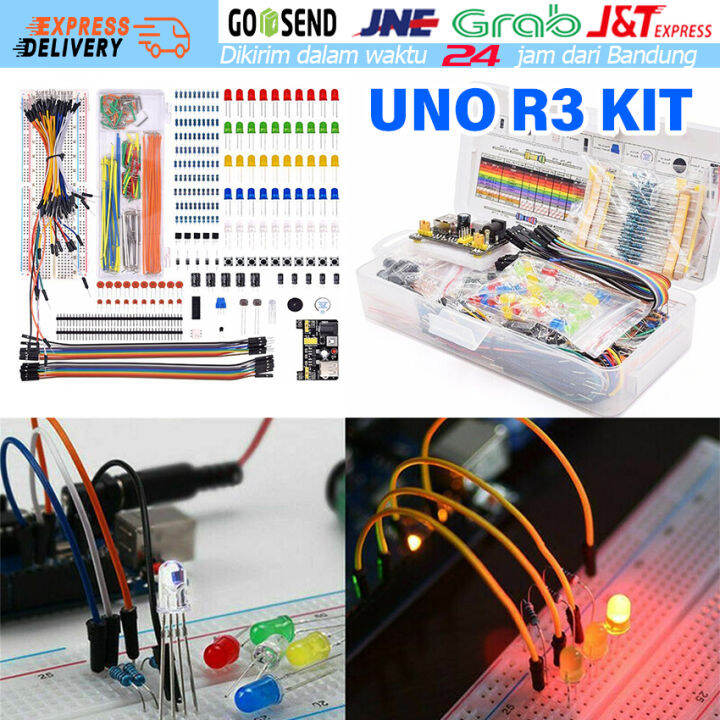 Arduino Uno R3 Starter Kit Paket Lengkap Belajar Compatible 2 + Kabel Jumper Murah | Lazada ...