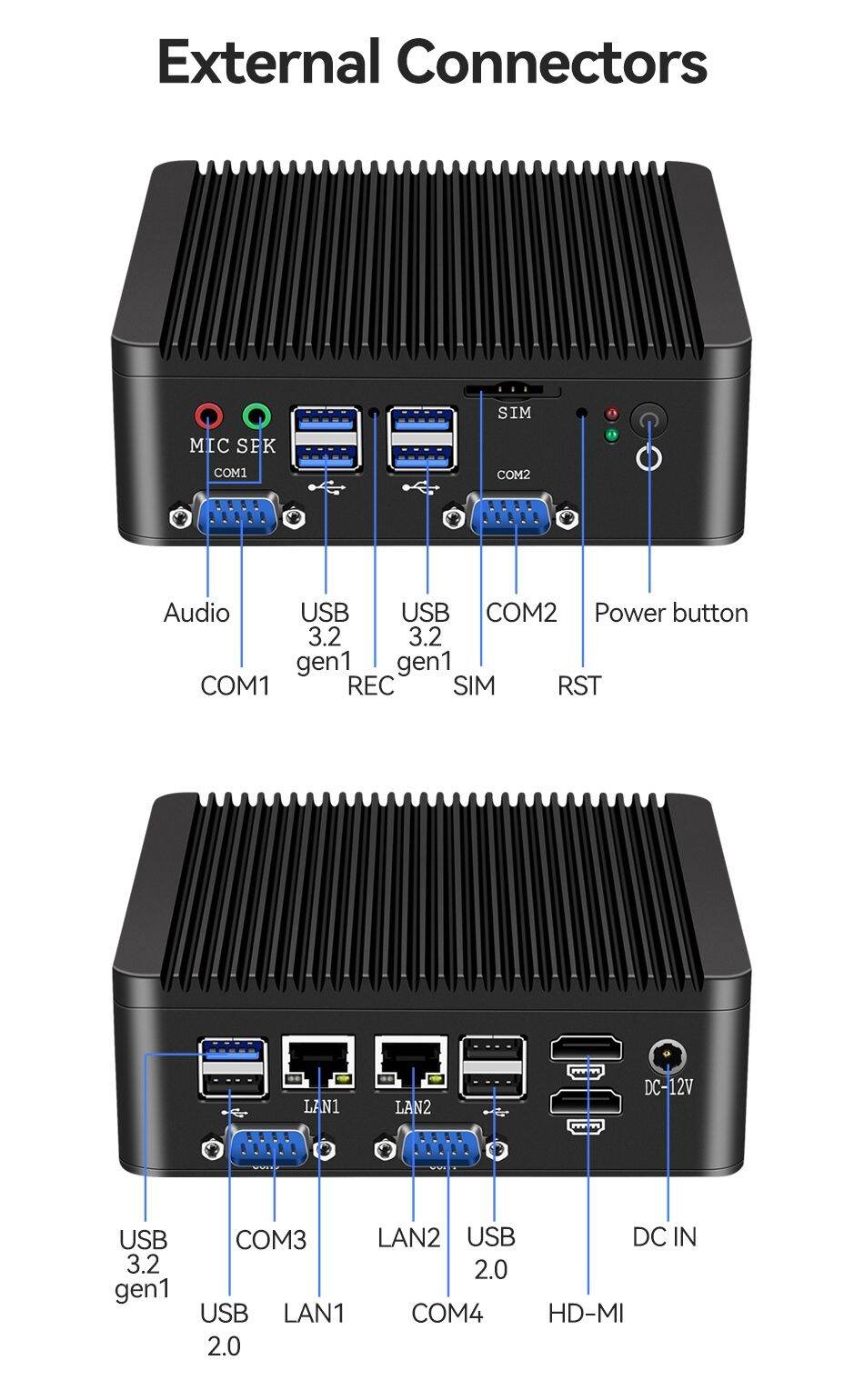 BEBEPC Industrial Mini PC Fanless Celeron J4125 Quad-Core N4000 2 LAN 4 ...