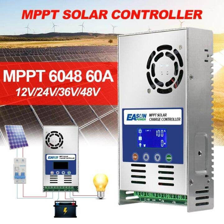 MPPT 60A 190V Solar Charge Controller 12V 24V 36V 48V For Lead Acid Lithium Battery Overcharge ...