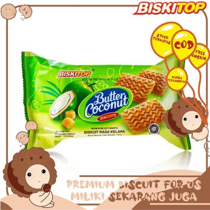 BISKITOP - BUTTER COCONUT 60g Biskuit Anak Dewasa Enak Renyah Biscuit ...