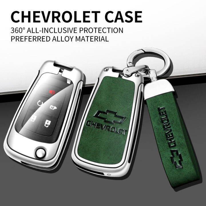 Zinc Alloy Leather Folding Car Key Case Cover Shell For Chevrolet Aveo ...