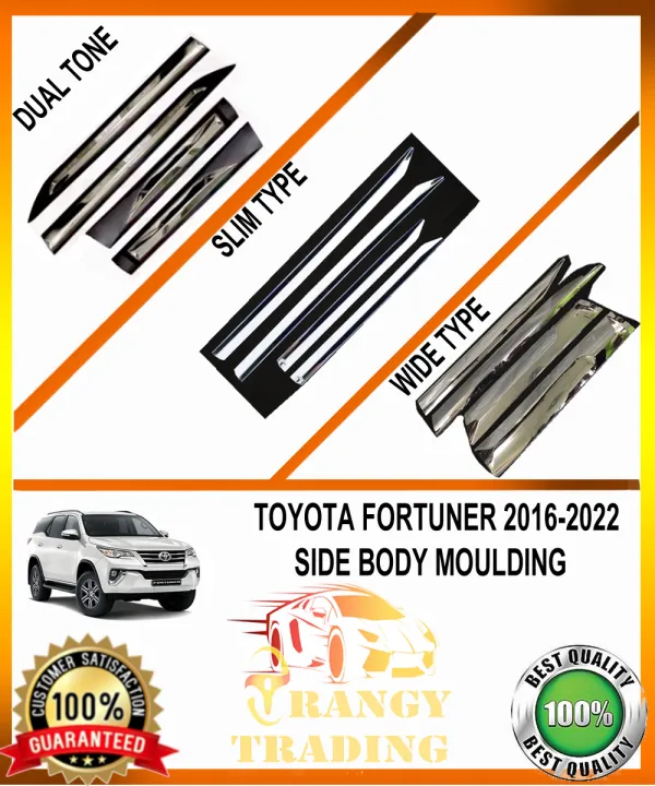 Toyota Fortuner 2016 to 2022 OEM Side Body Moulding Black / Chrome ...