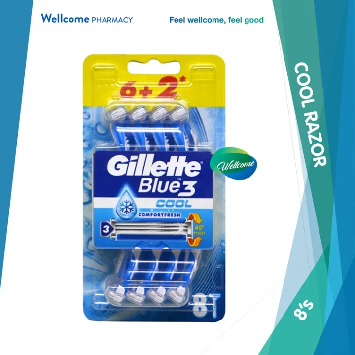 Gillette Blue3 Cool Disposable Razors - 8's | Lazada