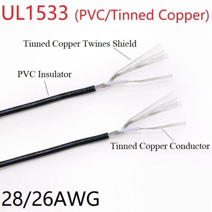 10M UL1533 Shielded Wire 32AWG 30AWG 28AWG 26AWG 24AWG Single Core Audio Channel Signal Cable ...