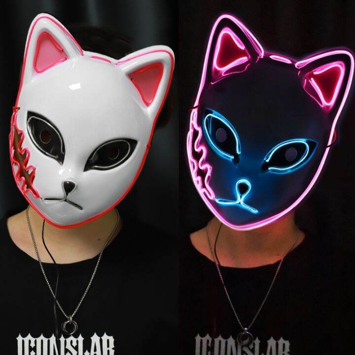 [Great. cos play]2022 LED เรืองแสง Cat Face Mask Cool คอสเพลย์ Neon ...