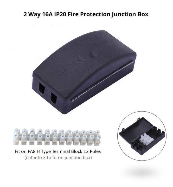 2 Way 16A IP20 Fire Proof Wire connector Junction Box by bnscenter ...