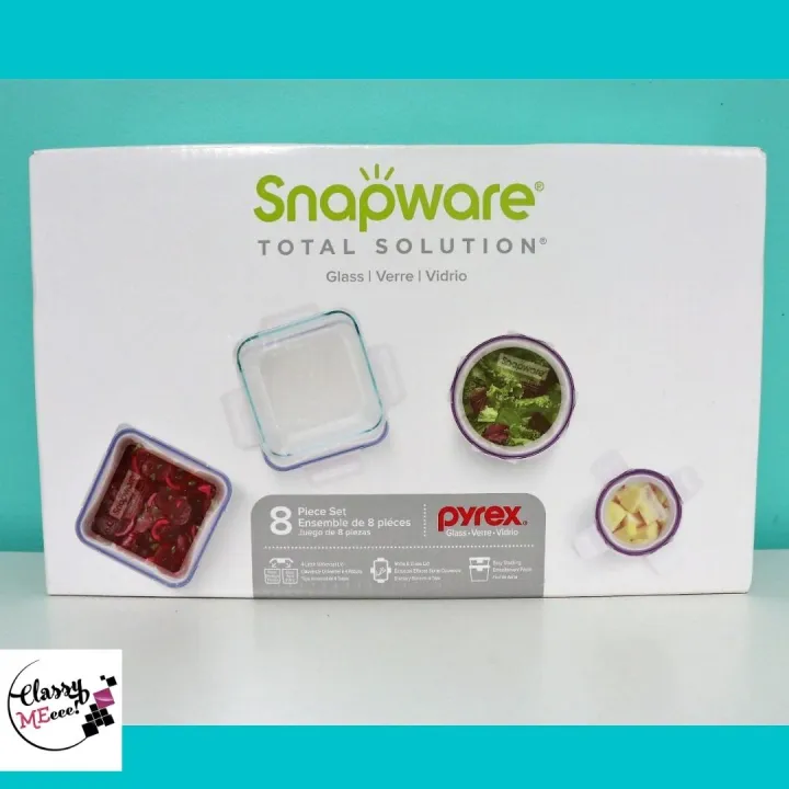 Snapware Total Solution Pyrex Glass Food Storage Container Set (8-Piece ...