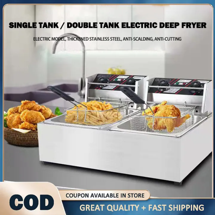 Professional-Style Electric Deep Fryer Single Tank 6L / Double Tank 12L ...