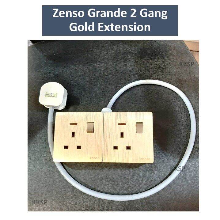 (Ready to use) Zenso Grande 2 Gang Gold extension - 13A flat pin ...