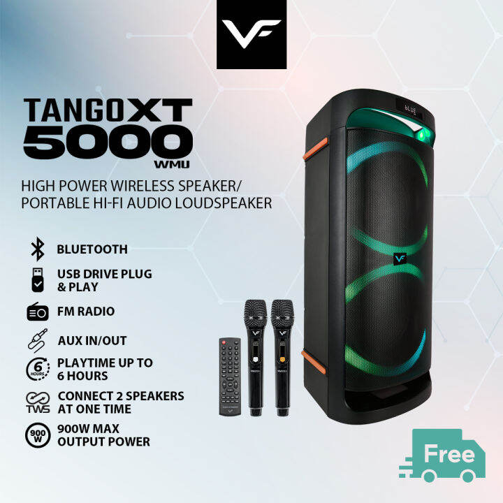 VF TANGO XT5000 WMU 900W Bluetooth Potable HI-FI Loud Speaker PartyBox Karaoke Speaker FM Radio ...