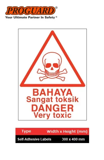 "Danger Very Toxic" Bahaya Danger Chemical Hazardous Sticker Label ...