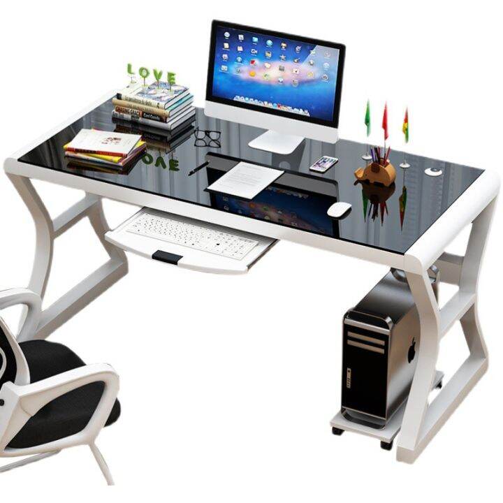 SHEEP Office Tempered glass Minimalist computer desk gaming table study ...