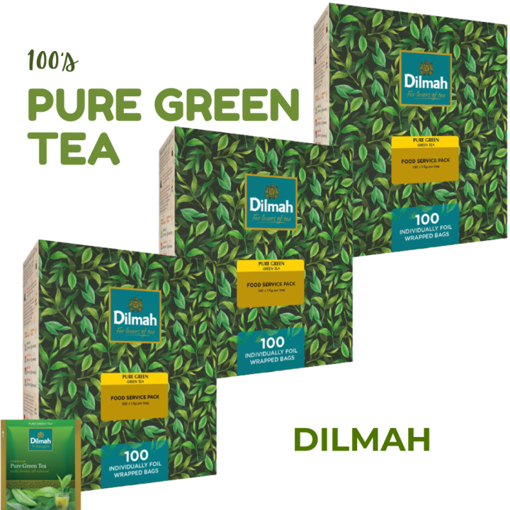 DILMAH PURE GREEN TEA 100's TEABAGS SACHET 3 BOXES | Lazada PH
