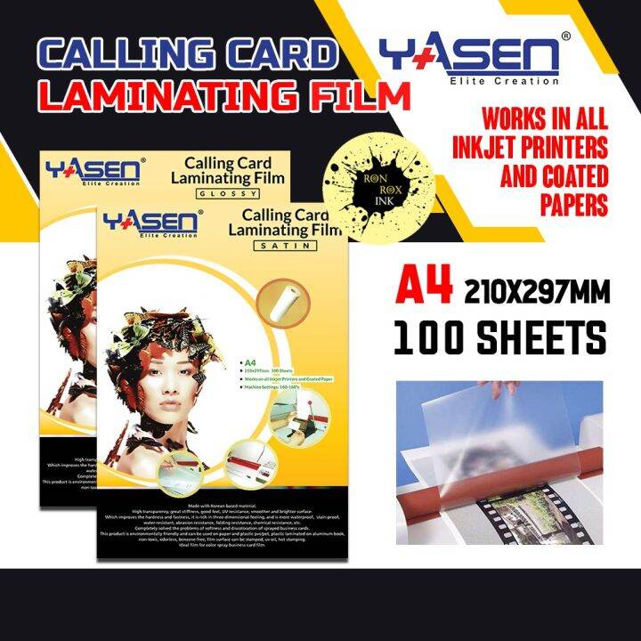 Calling Card Laminating Film A4 (Glossy / Matte) | Yasen Brand | Lazada PH