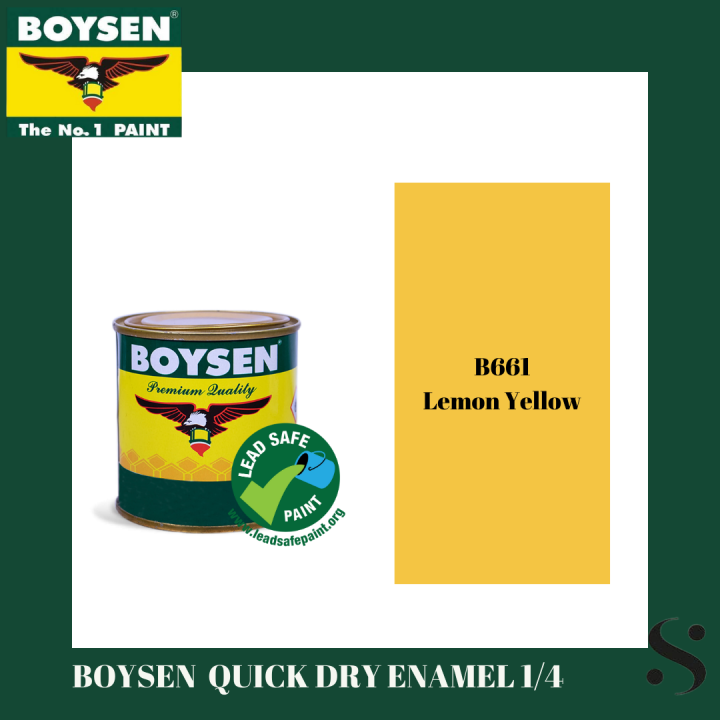 Boysen Quick Dry Enamel Lemon Yellow B-661 1/4L ( FOR METAL AND WOOD SURFACES) | Lazada PH