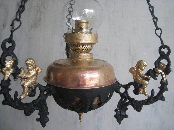 ART NOUVEAU - ART DECO ANTIQUE HANGING WALL LAMP SOLID IRON NEDERLAND ...