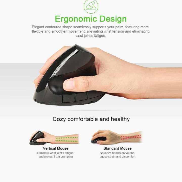 Optical Vertical Mouse Ergonomic Wireless Mouse Rechargeable Mice Built ...