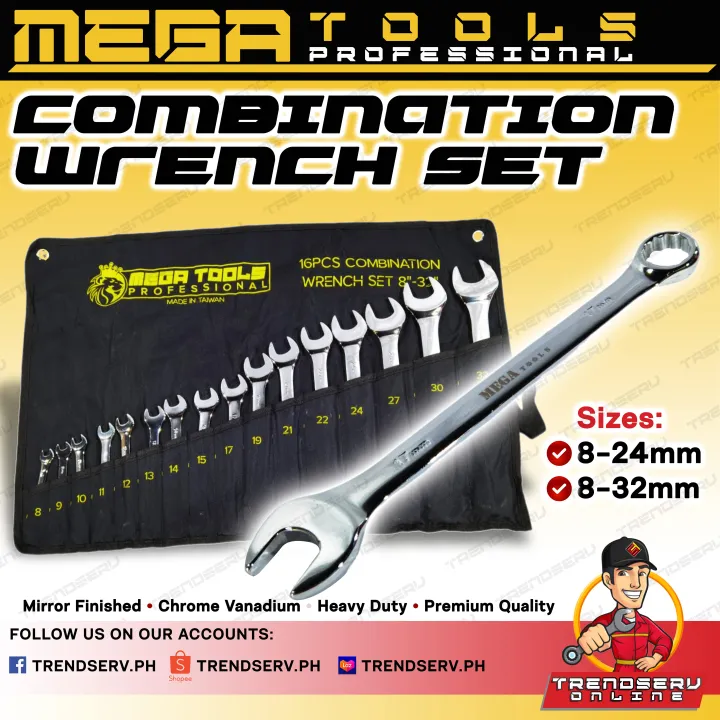 MEGA Combination Wrench Set 8mm-32mm CRV Mirror Polished TRENDSERV ...