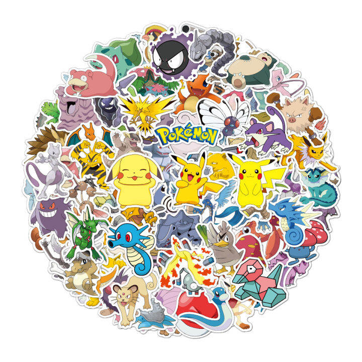 100pcs Pokémon Theme Waterproof Removable sticker set Pokemon Pikachu ...
