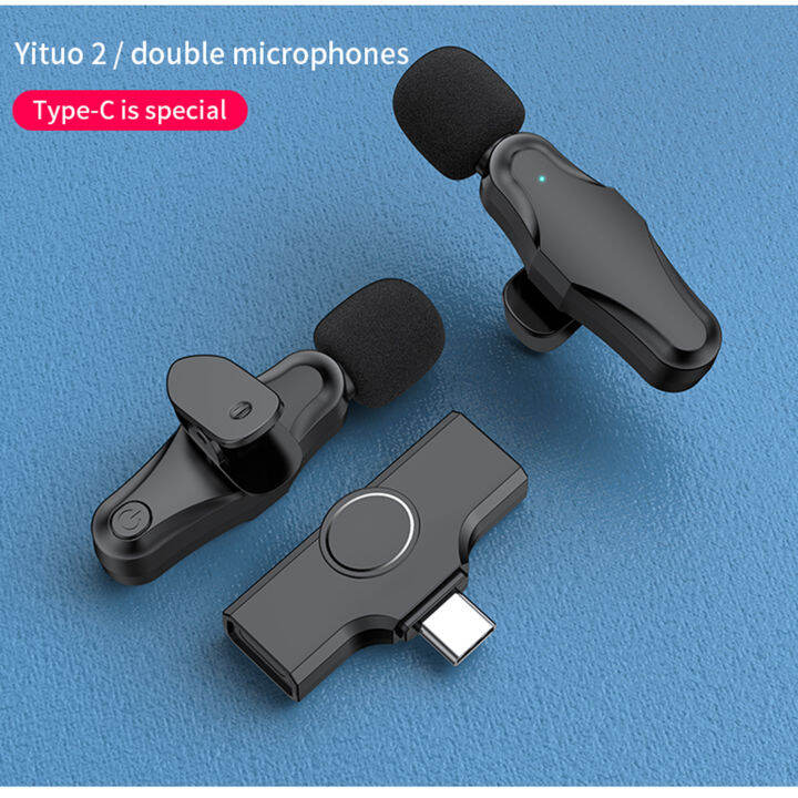 K10 Wireless Lapel Microphone Clip-on Mic Plug & Play Type-C for Phone ...