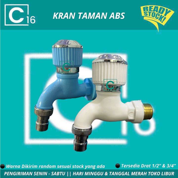 Kran Taman ABS Model Bulat Stainless Warna 1/2 Inch 3/4 Inch Kran Drat ...