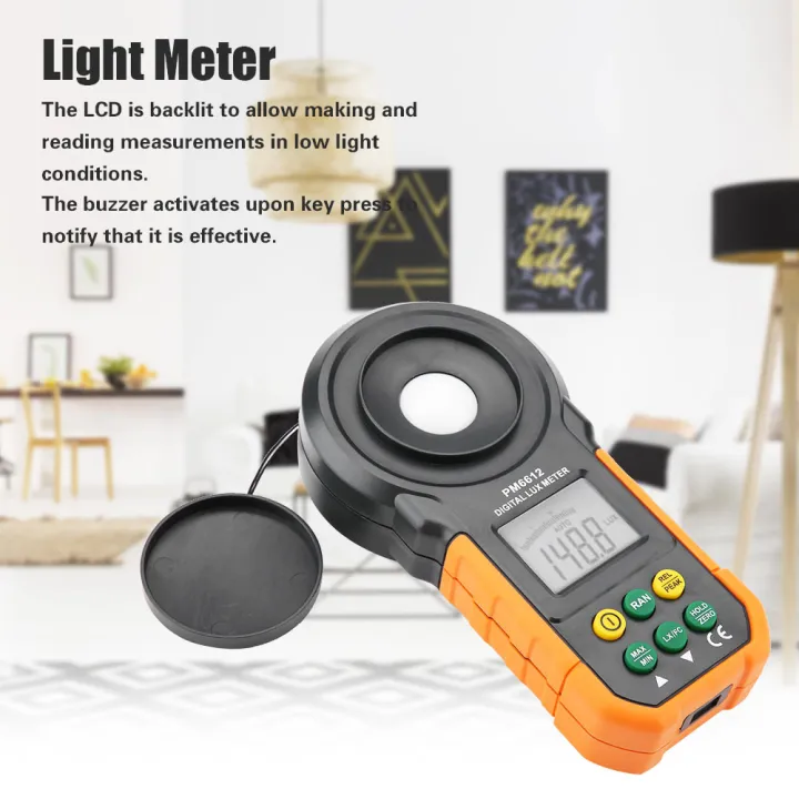 PEAKMETER PM6612 200,000Lux High Precision Digital Light Meter Luxmeter ...