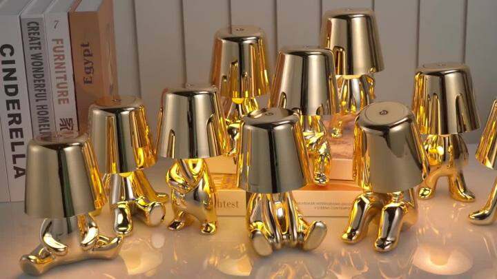 อิตาลี Little Golden Man โคมไฟตั้งโต๊ะ Touch Switch LED Night Light ...