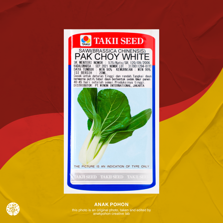 (1 PACK) Benih Sawi Pak Choy White Pakcoy Putih - TAKII SEED - 20 GRAM ...