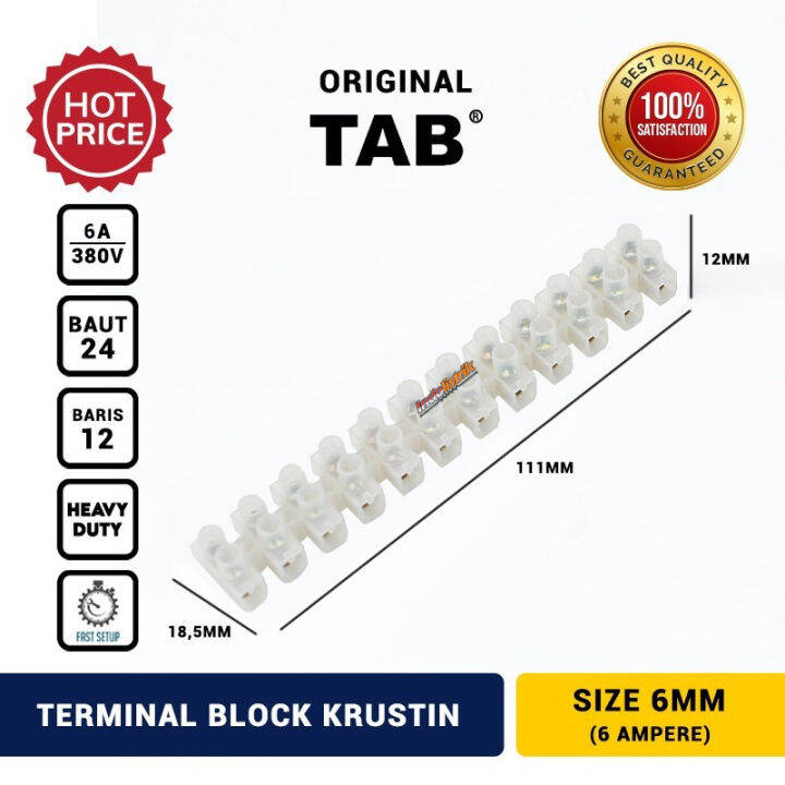 Terminal Blok Krustin 6mm 6 Ampere Putih TAB Klustin Plastik | Lazada ...