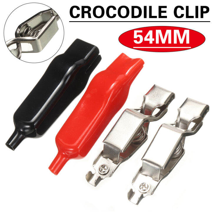 Mayitr 1Pair Crocodile Battery Clips Red & Black 54mm 20A Alligator ...
