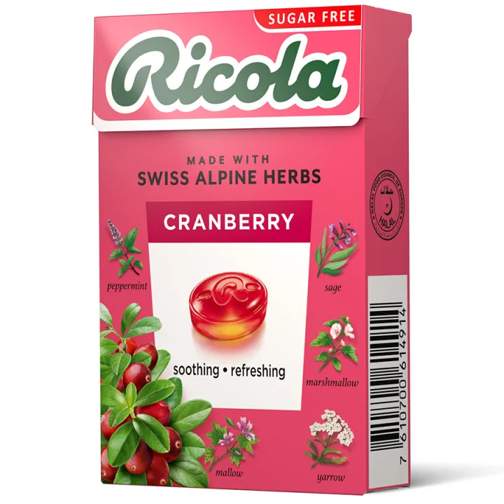 Ricola Swiss Made with Alpine Herbs Sugar-Free Candy - CRANBERRY (40g) | Lazada PH