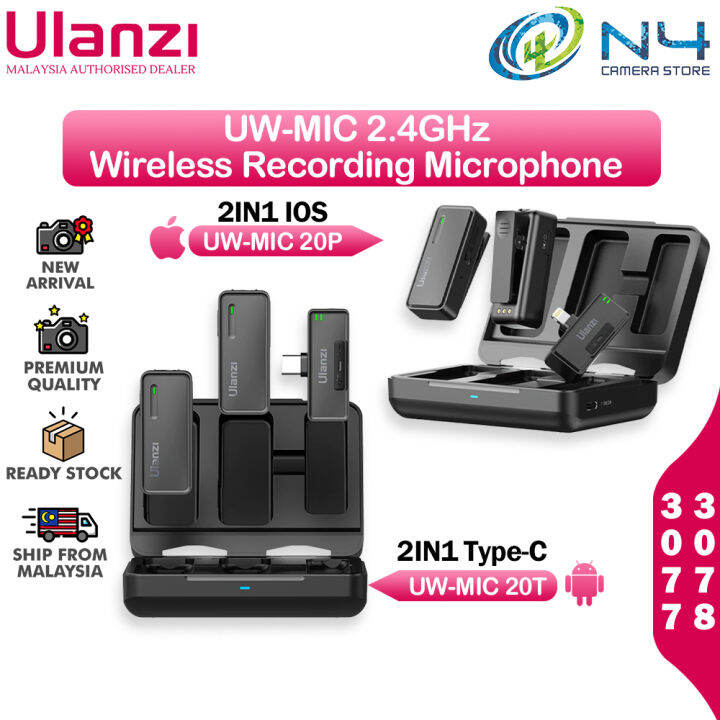 Ulanzi UW-MIC 2.4G Wireless Microphone for I@S Android Streaming with MFI Real Tim Mic ...