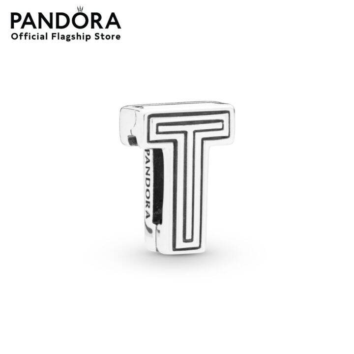 Pandora Reflexions letter T silver clip charm เครื่องประดับ คลิปชาร์ม ...