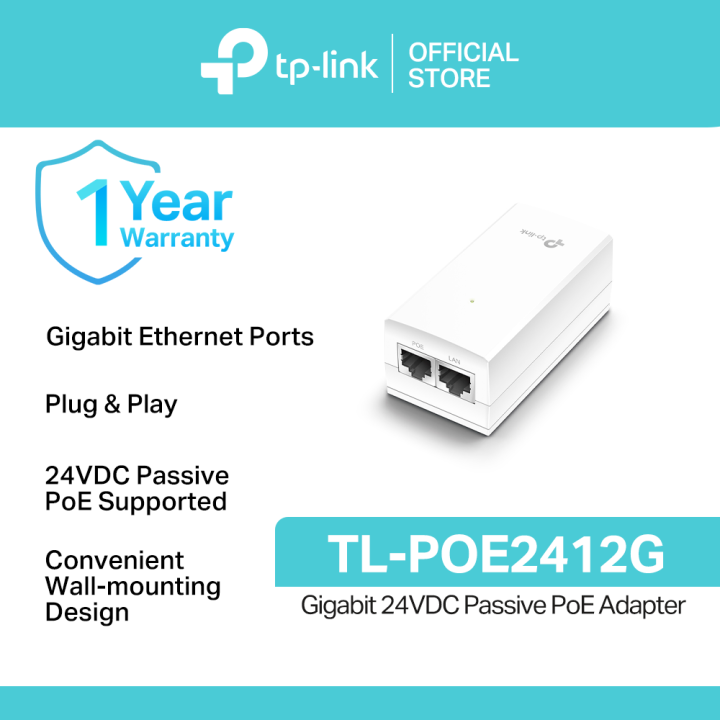 TP-Link TL-POE2412G Plug-and-Play Wall Mount Gigabit 24VDC Passive PoE ...