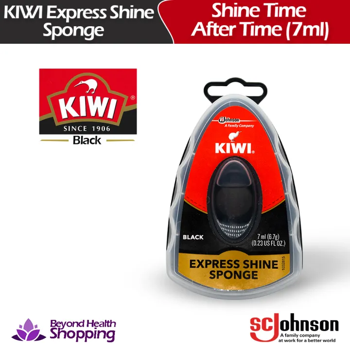 KIWI® Express Shine Sponge (BLACK) Travel Size[6.7g] 7ml Shine Time ...