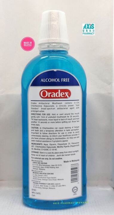 ORADEX ALCOHOL FREE ANTIBACTERIAL MOUTHWASH ORAL AID 750ML (Exp 01/2026) | Lazada