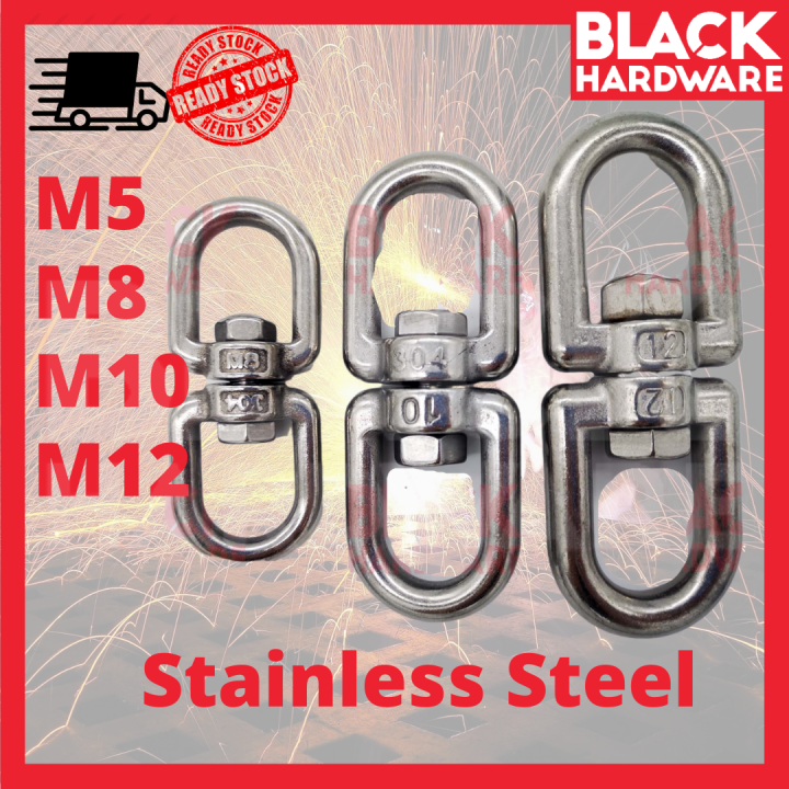 BLACK HARDWARE Marine 304 Stainless Steel Eye to Eye Swivel Ring Hang ...
