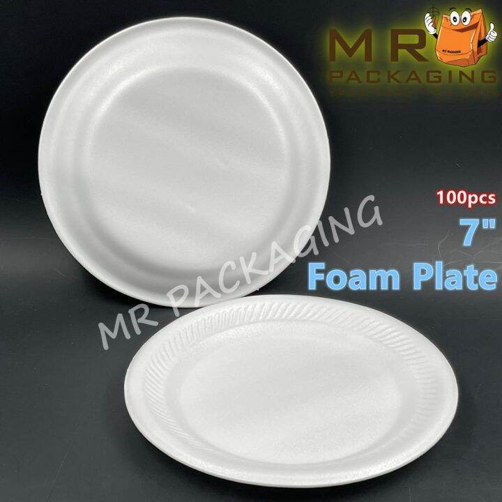 Polystyrene 7" Foam Plate [ 100pcs± ] Polistrin Piring - Polisterin ...