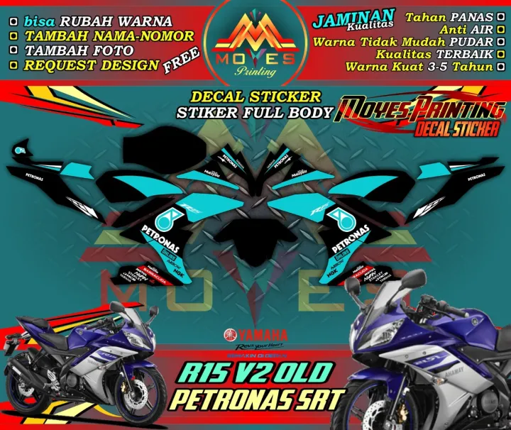 stiker yamaha r15v2 lama motif petronas decal stiker motor yamaha r15 ...
