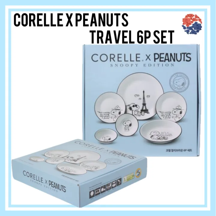 Corelle x PEANUTS Travel Snoopy 6p Set/Corelle USA set/Corelle box case ...