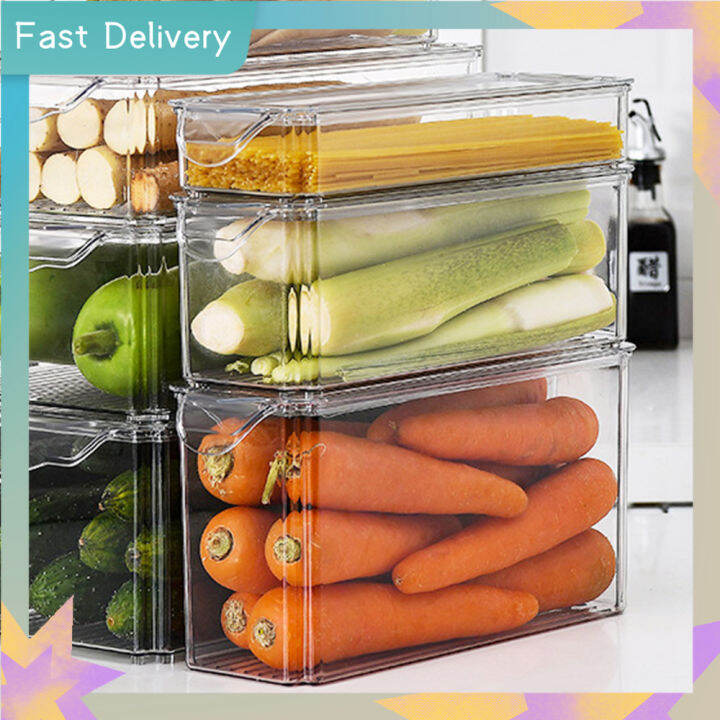 Pantry Cabinet Keeper Rectangular Shaped Stackable Food Storage Fridge ...