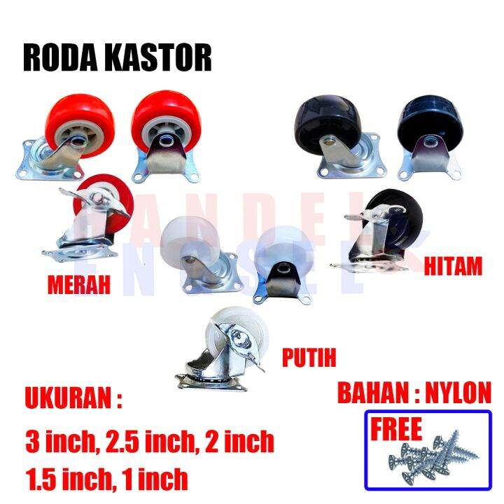 Roda Kastor Plate Pvc Nylon / Roda Troly Etalase 1.5 inch HIDUP, MATI, REM (1Pcs) FREE SEKRUP ...