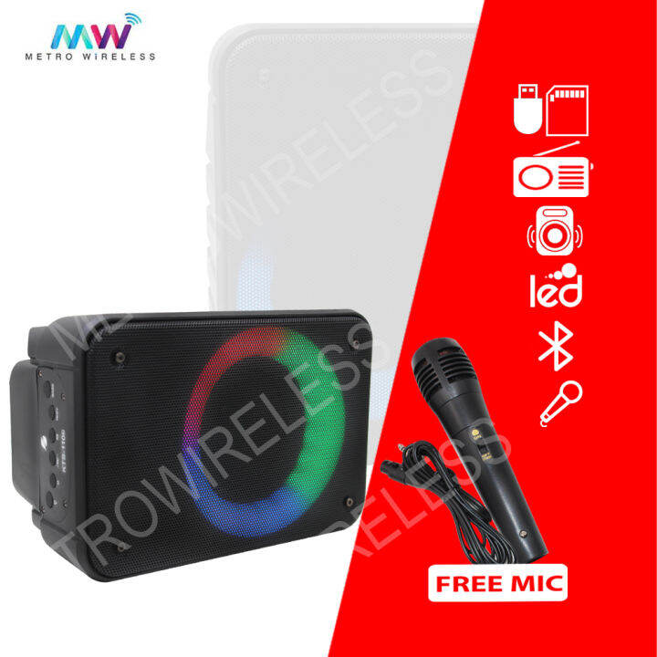 Portable Bluetooth Bass LED lamp mode Speaker with FREE Mic & USB Flash ...