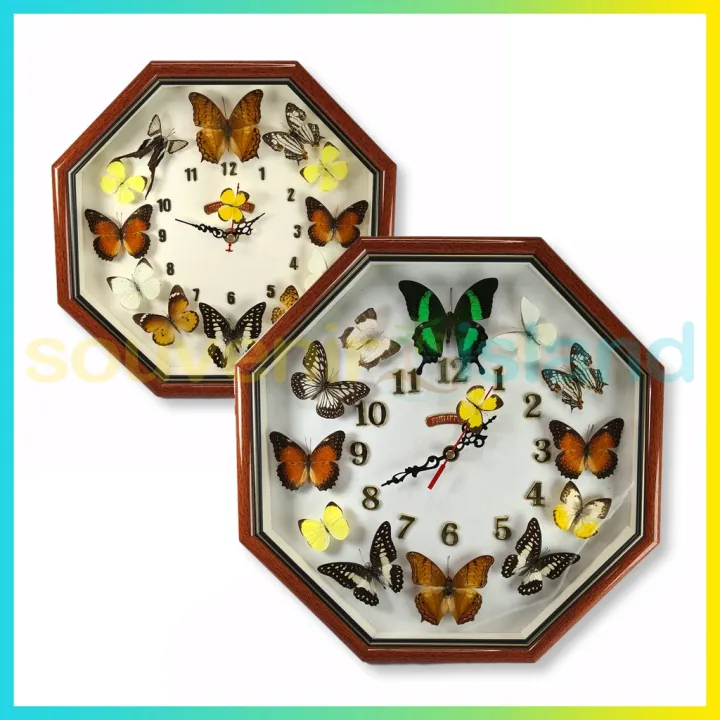 REAL Butterfly Wall Clock (Octagon Design) Philippine Souvenir | Lazada PH