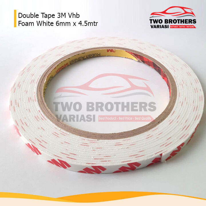 Double Tape 3M foam putih 6mm x 4mtr Super lengket | Lazada Indonesia