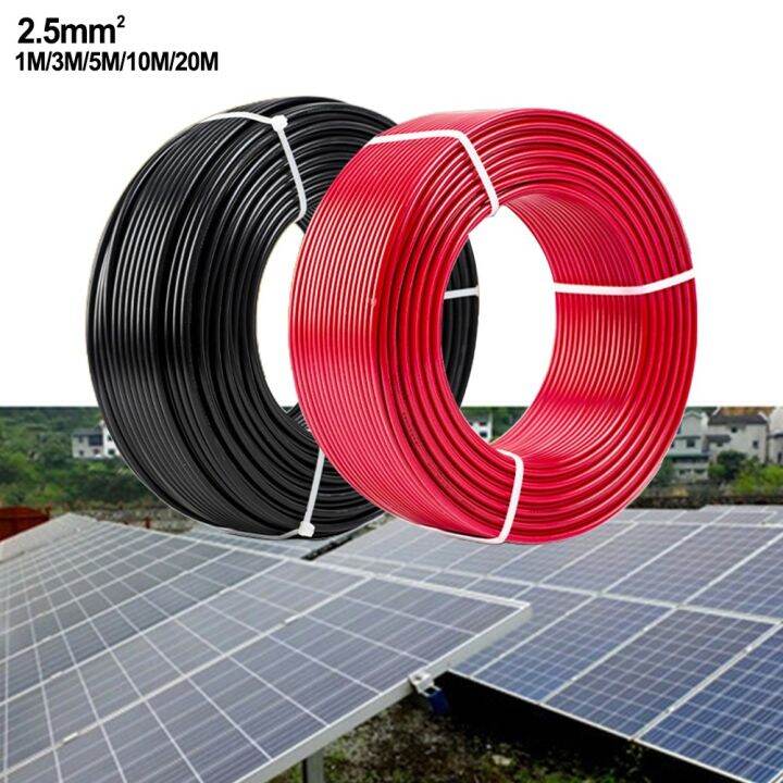 Black Red Solar Panel Extension Cable Wire PV Connector 14 AWG 5/10/20M ...