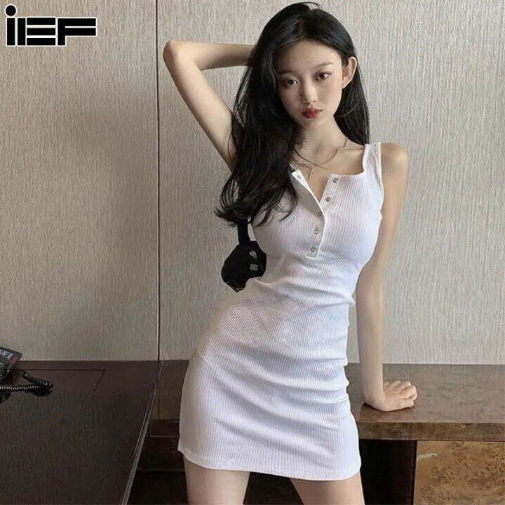 IEF ถักชุดแขวน2022อารมณ์เอวกระโปรงสั้นสะโพกแน่นบาง | Lazada.co.th