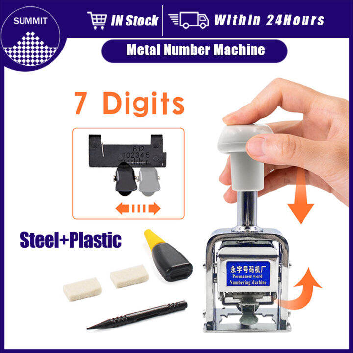 7 Digits Self inking Automatic Numbering Machine Metal Roller Marking ...